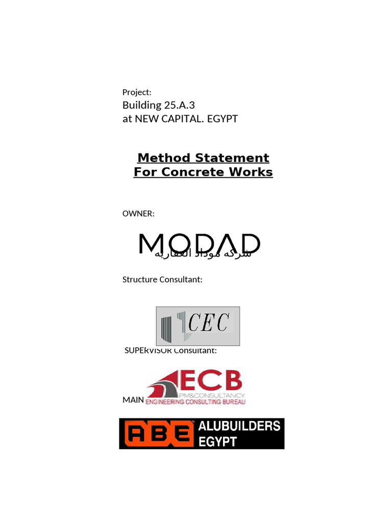 02.-Method Statement for Concrete Works | PDF