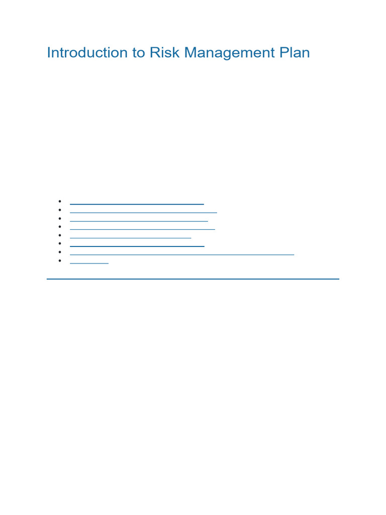 Introduction To Risk Management Plan | PDF