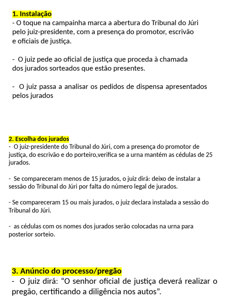 Sequencia Do Tribunal Do Juri | PDF