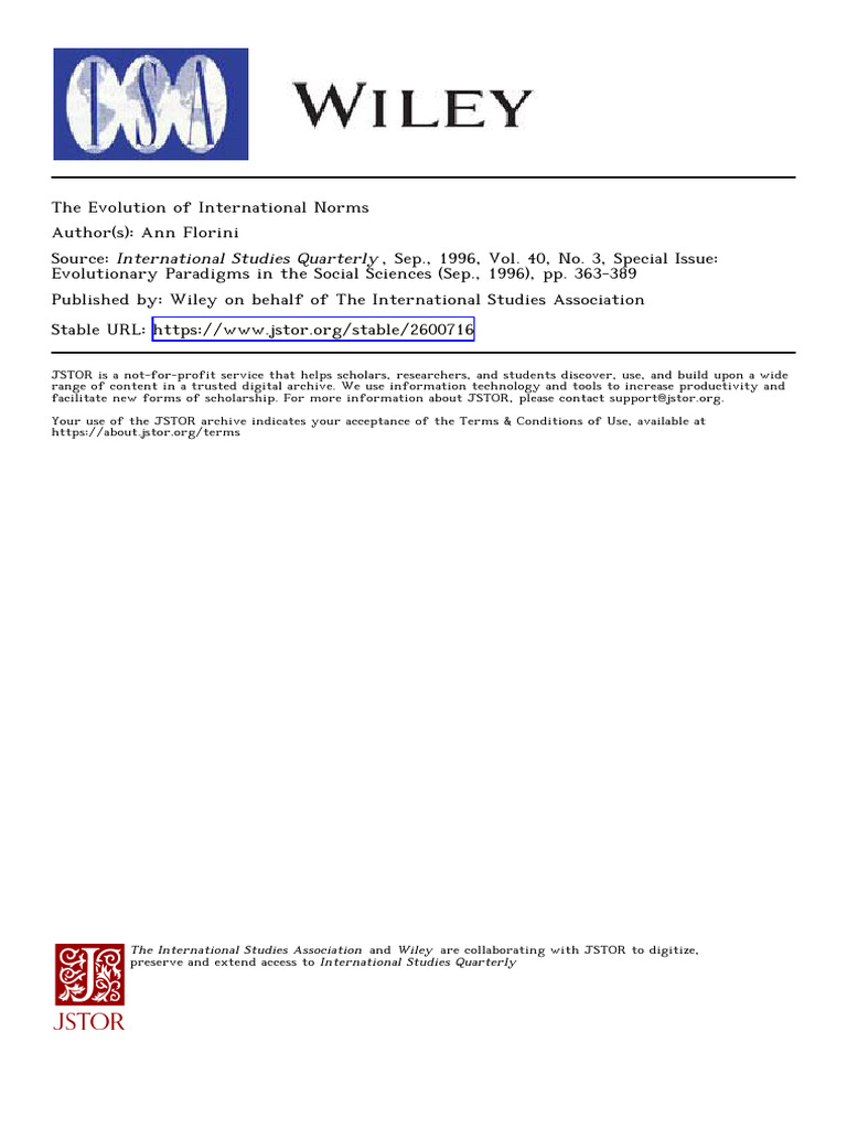 Florini EvolutionInternationalNorms 1996 | PDF
