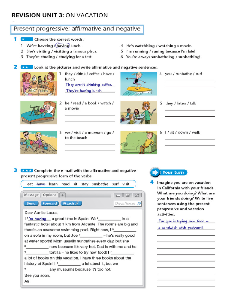Revision Unit 3 on Vacation | PDF