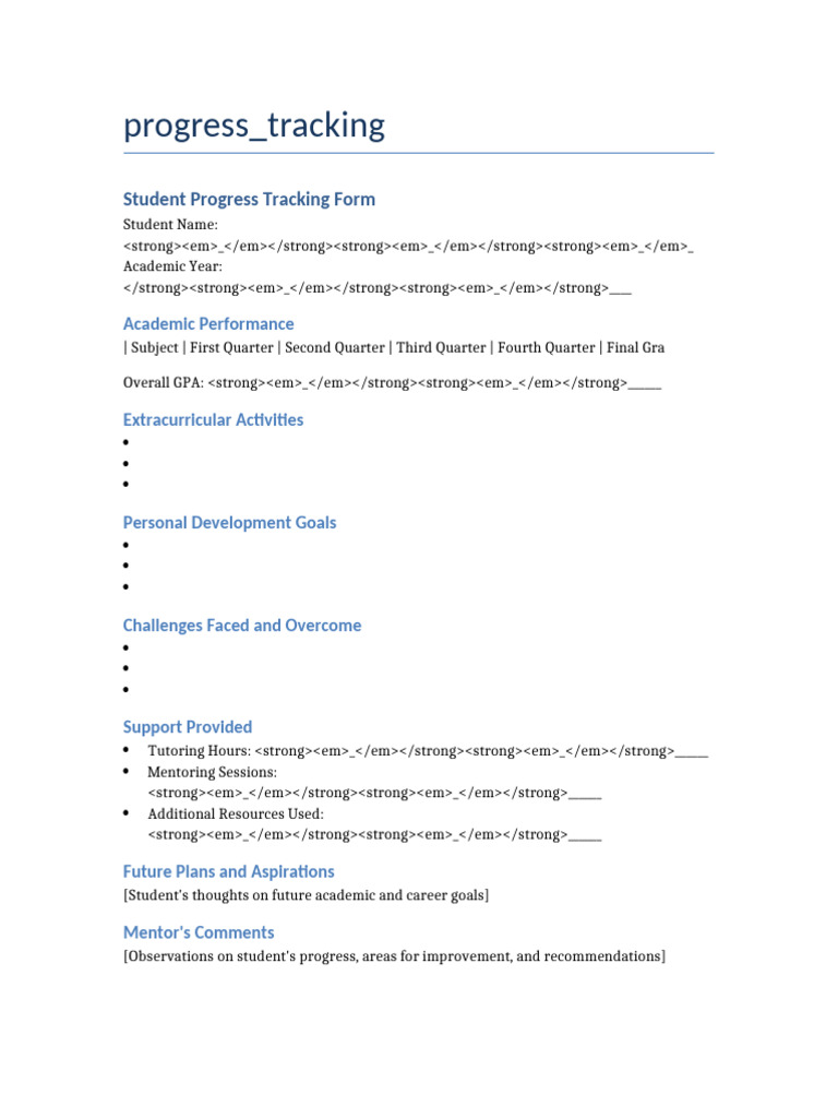 Progress Tracking | PDF | Career & Growth | Business