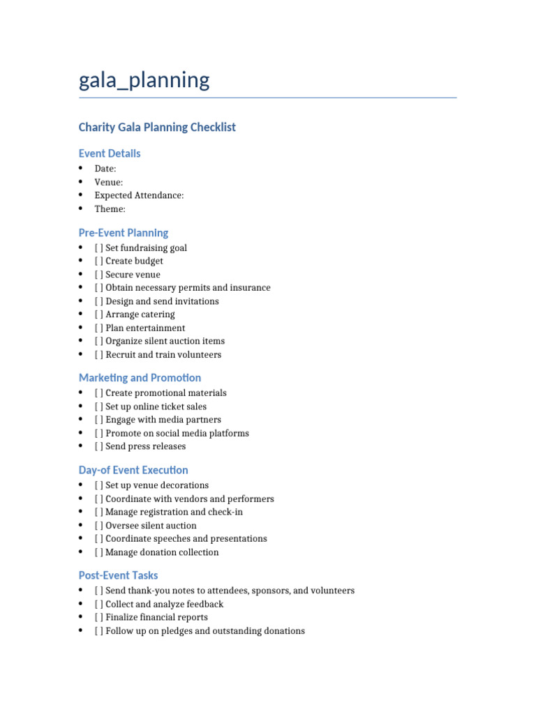Gala Planning | PDF