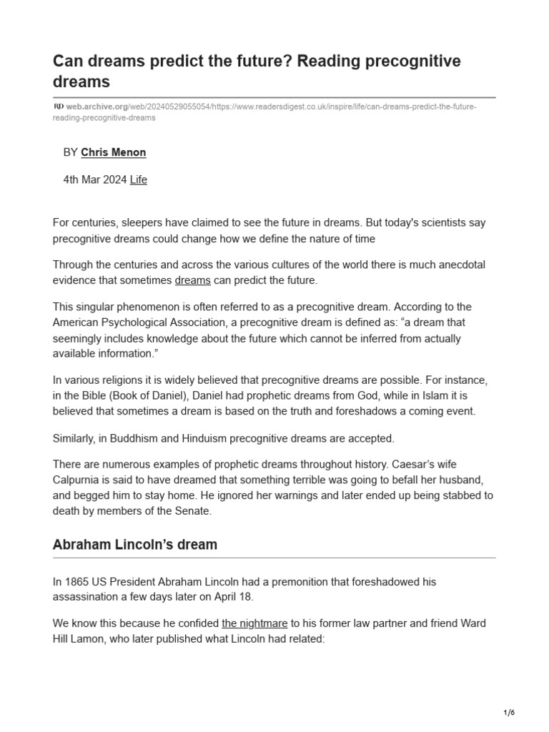 Can Dreams Predict The Future Reading Precognitive Dreams | PDF | Dream