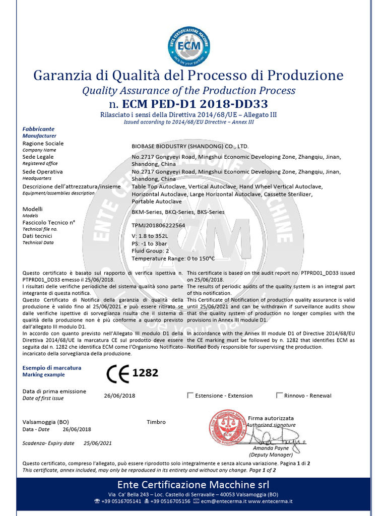 Autoclave-CE(PED) | PDF