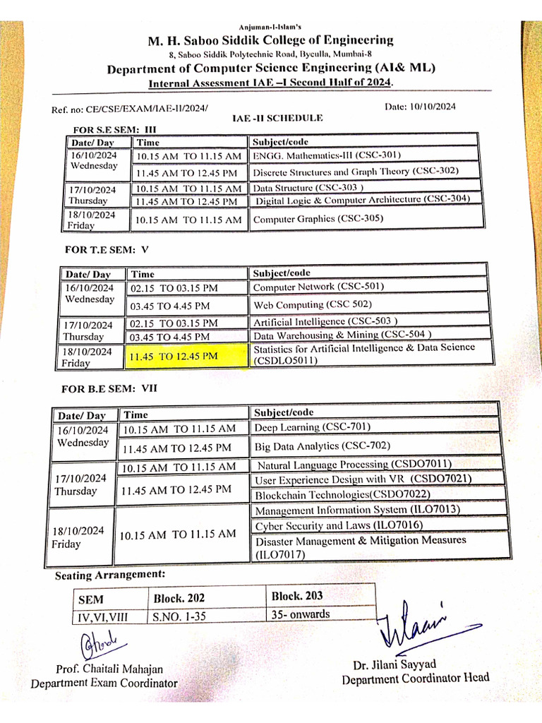 Iae-2 Time-Table - 1 | PDF