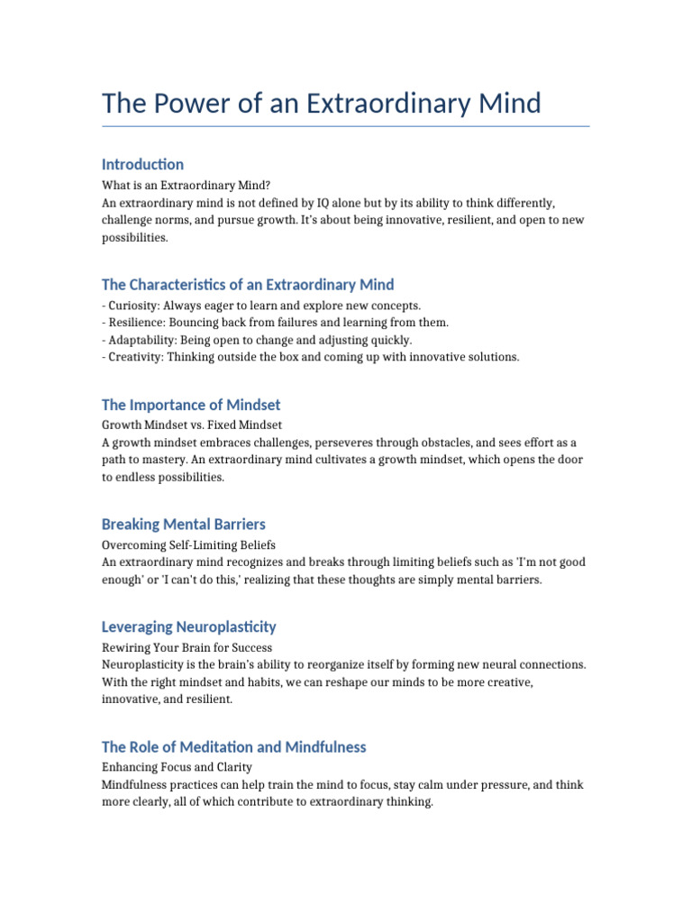 Power of An Extraordinary Mind Presentation | PDF