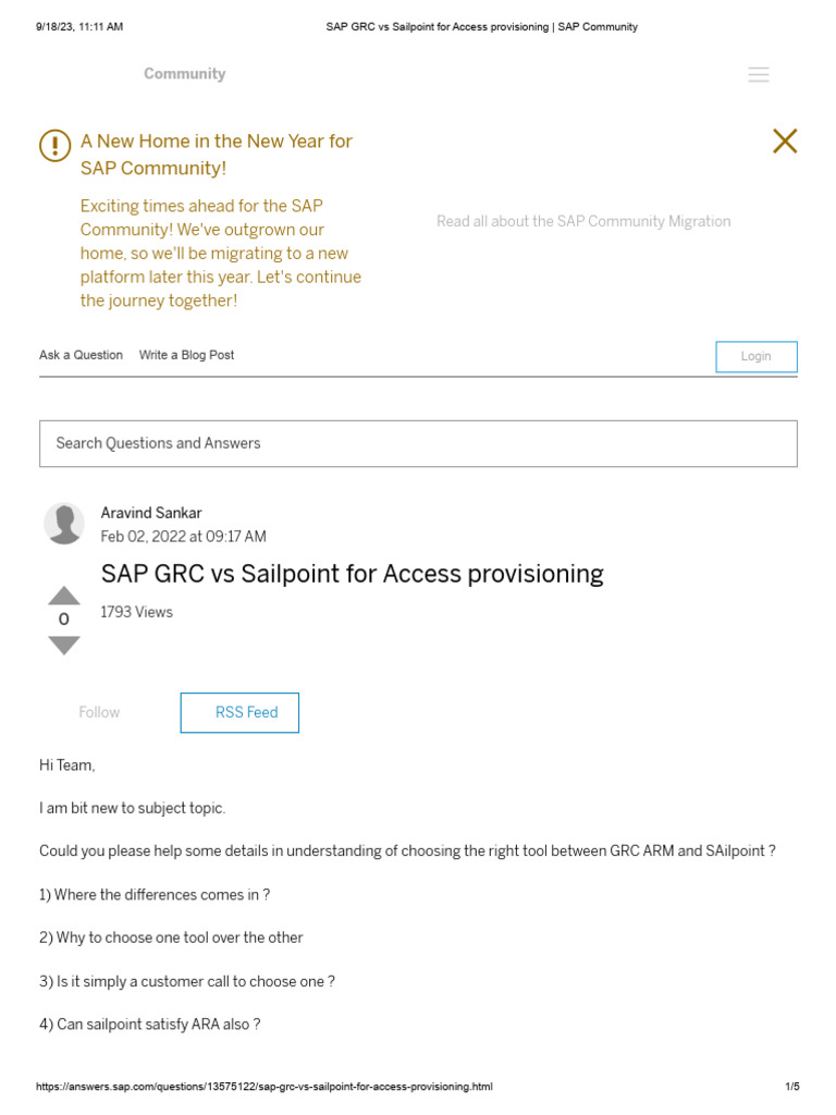 SAP GRC Vs Sailpoint For Access Provisioning - SAP Community | PDF