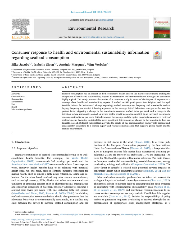 Consumer Response To Health and Environmental Sustainability ...