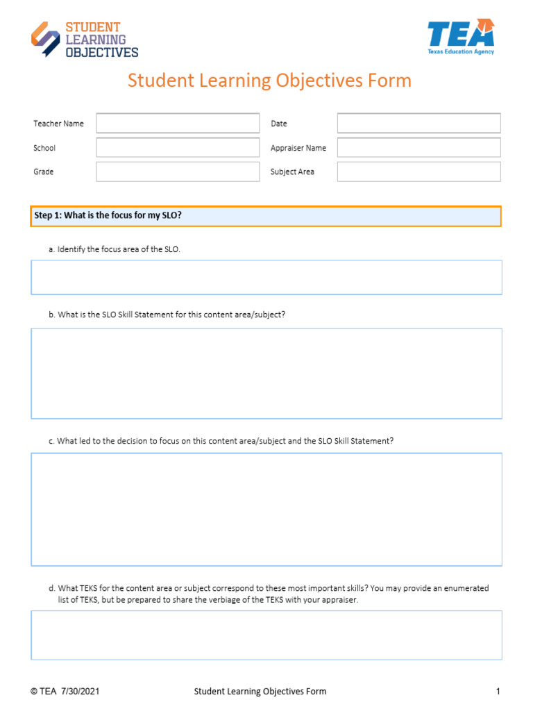 SLO Form | PDF
