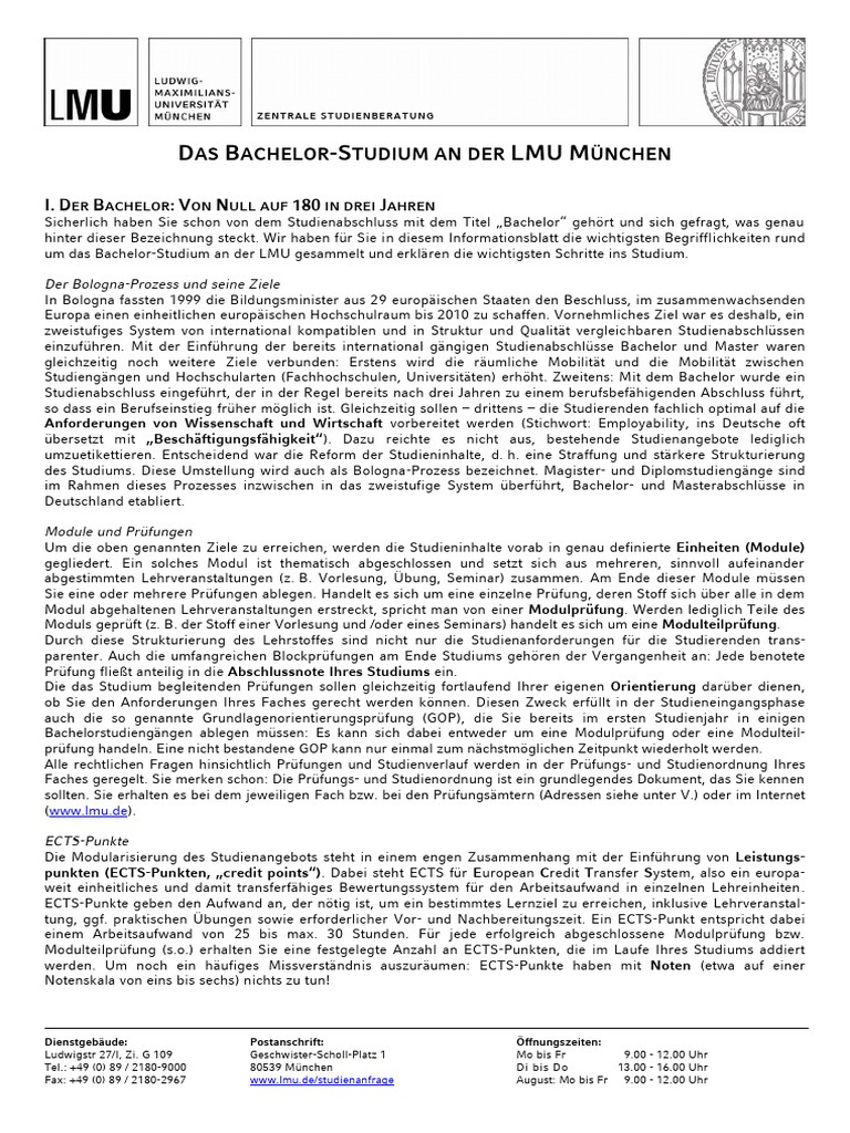 Infoblatt Bachelor | PDF