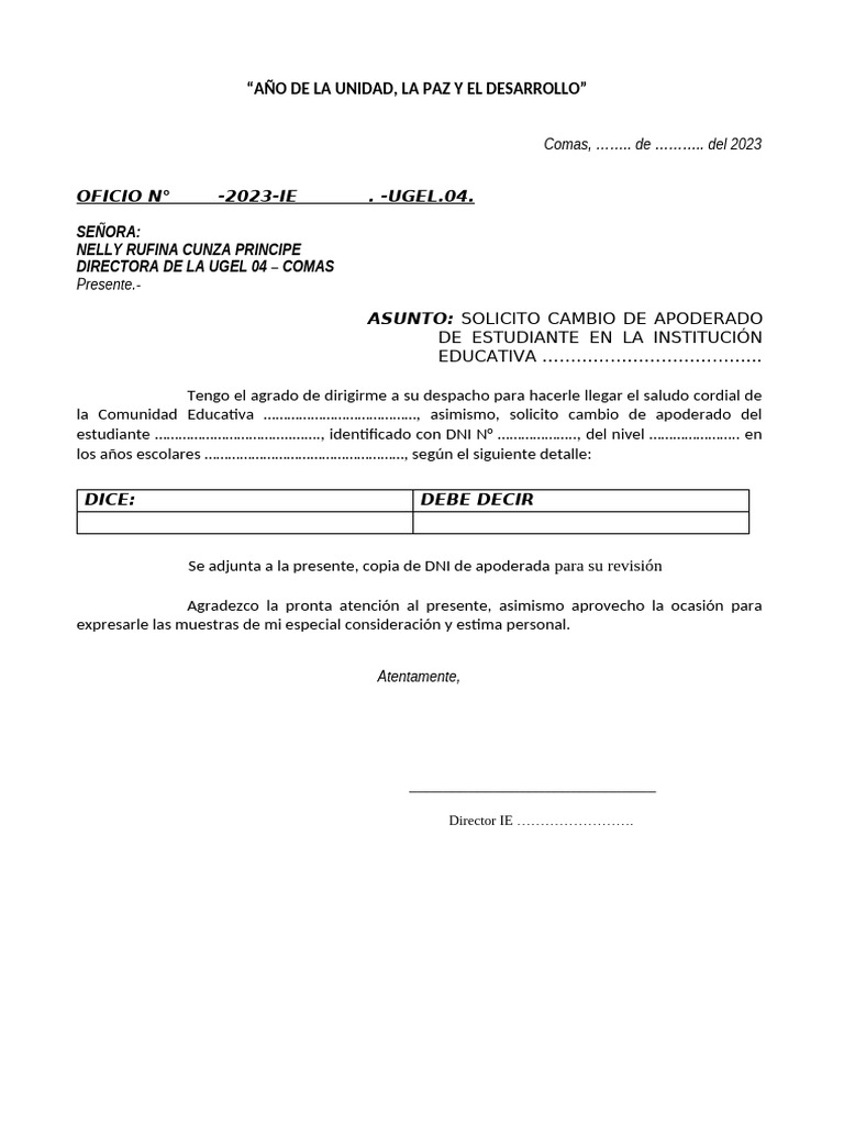 Oficio Cambio de Apoderado | PDF