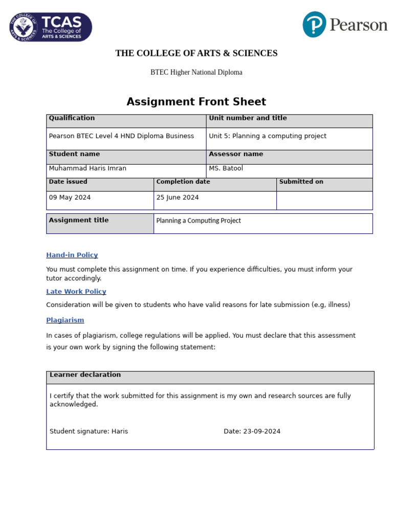 Planning A Computing Project | PDF