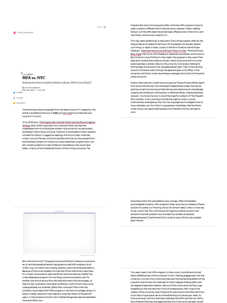 Harbach, MFA vs. NYC | PDF