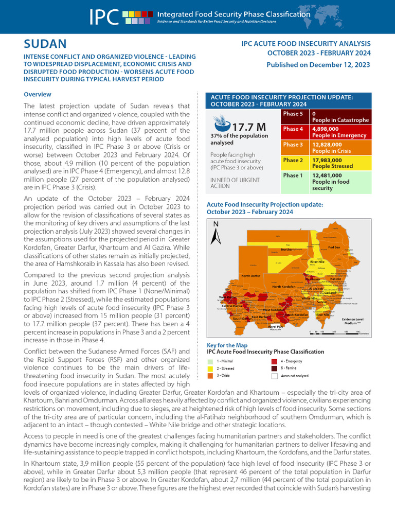 IPC Sudan Acute Food Insecurity Oct2023 Feb2024 Report | PDF