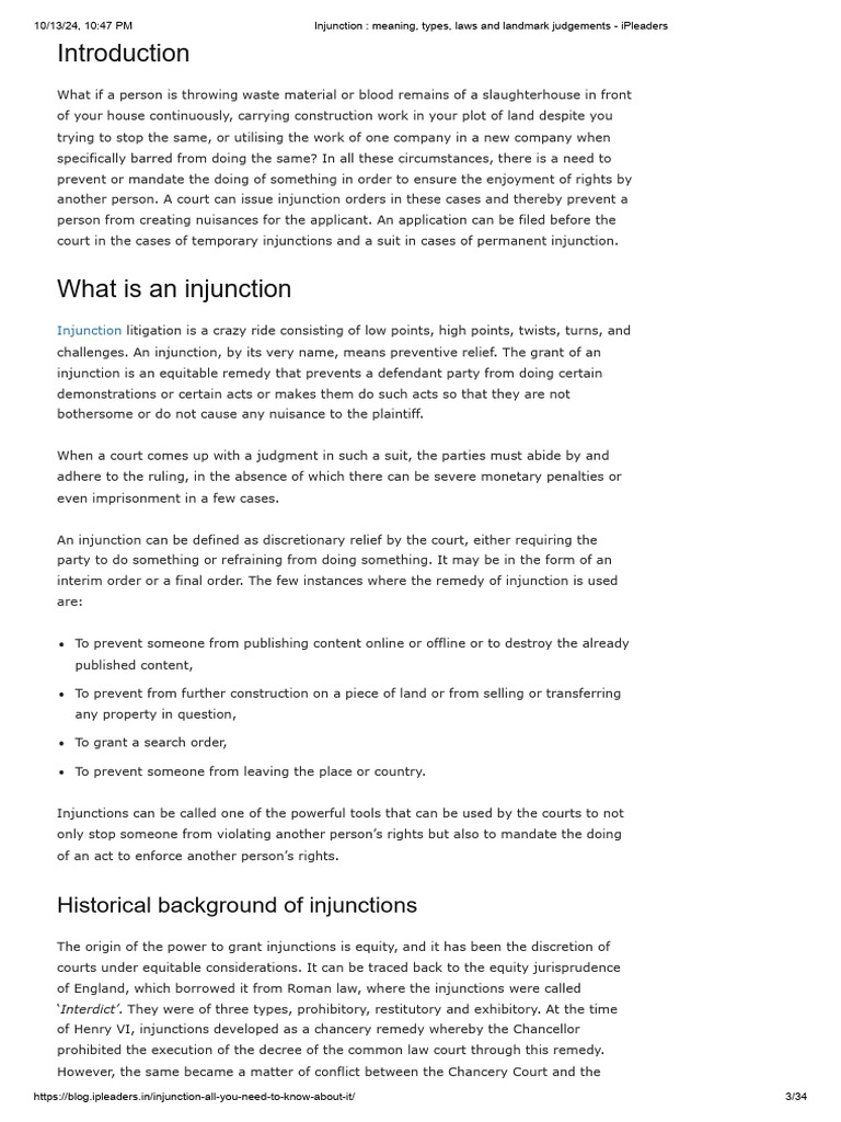 Injunction As A Public Law Remedy | PDF