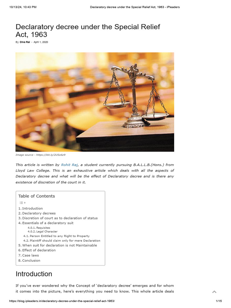Declaratory Decree As Public Law Remedy | PDF