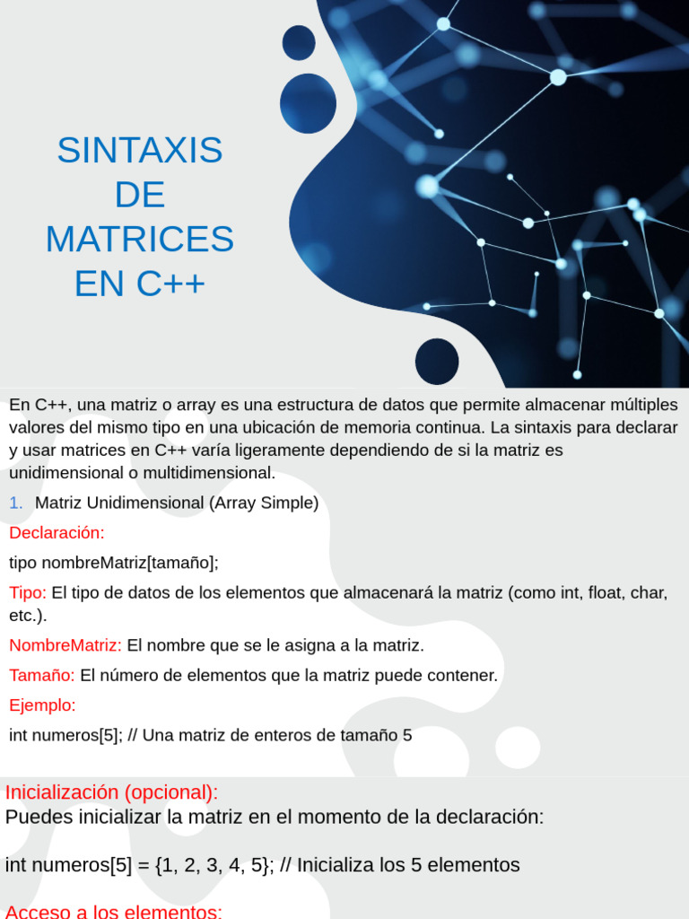 Sintaxis de Matrices en C++ | PDF
