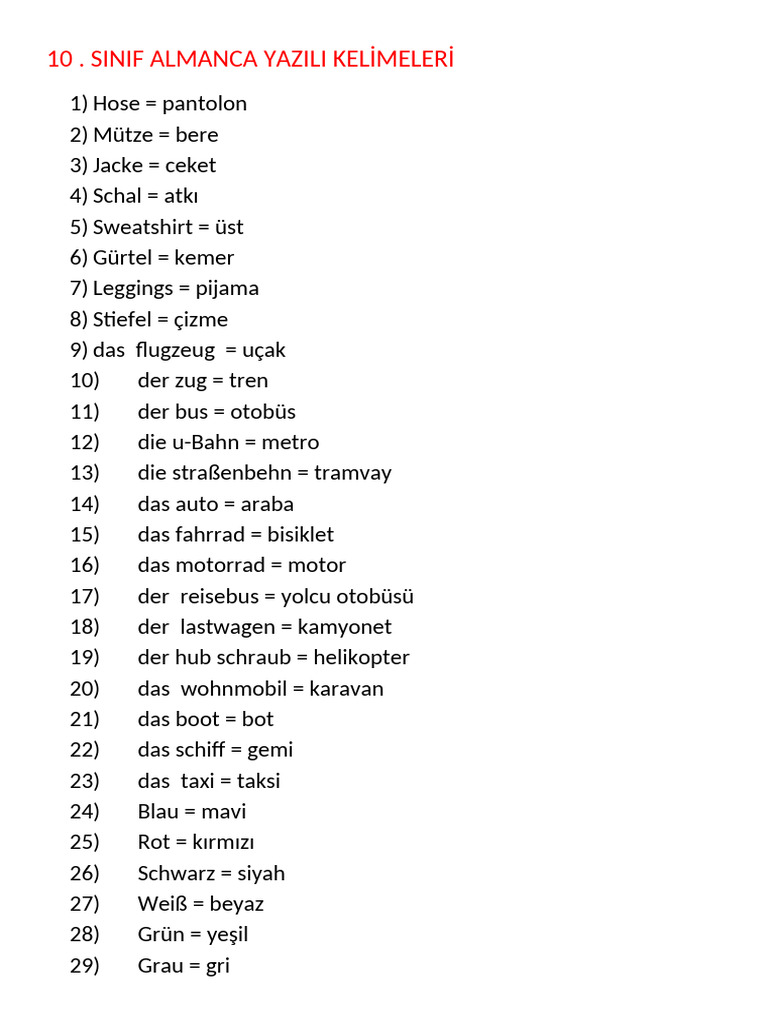 Odev Almanca-Yazili-Kelimeleri 3 | PDF