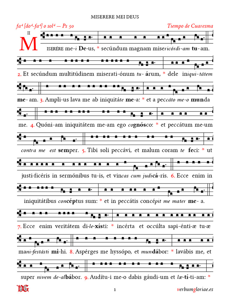 Miserere Mei Deus - Cantus Firmus | PDF