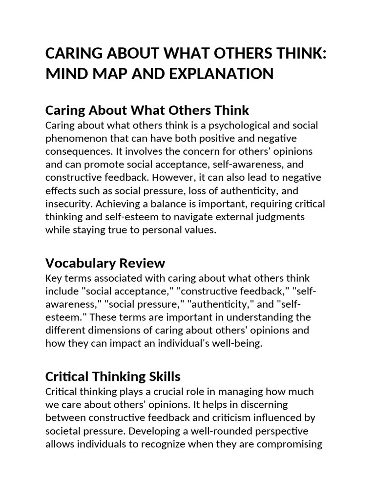 Caring About What Others Think - Mind Map and Explanation | PDF