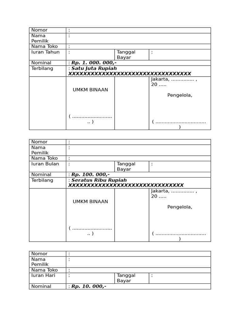 Bon Nota Pengelola UMKM BINAAN | PDF