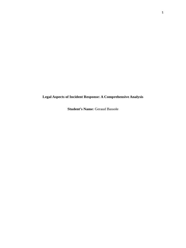 Legal Aspects of Incident Response | PDF | Privacy | Social Science