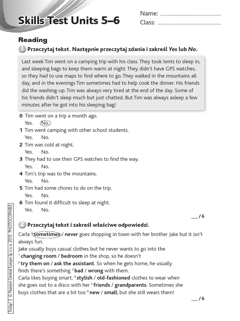 Skills Test 5 6 Dyslexia | PDF