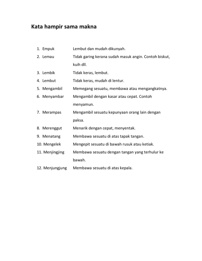 Kata Hampir Sama Makna | PDF