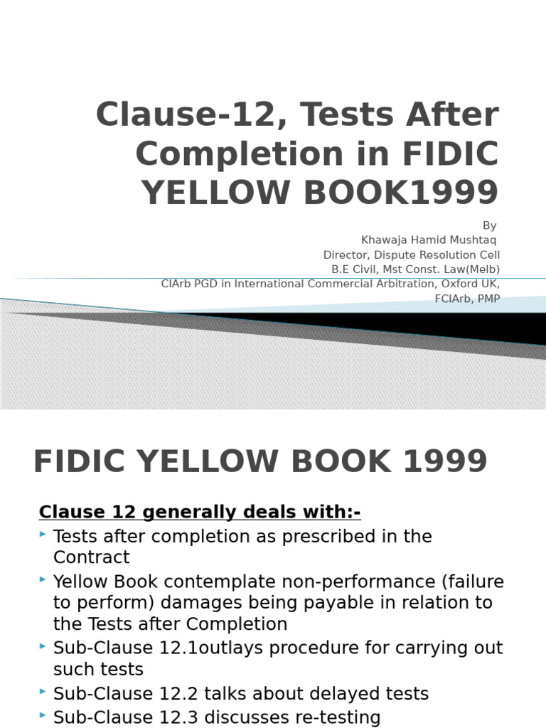 Presentation On Clause 12, Tests After Completion | PDF