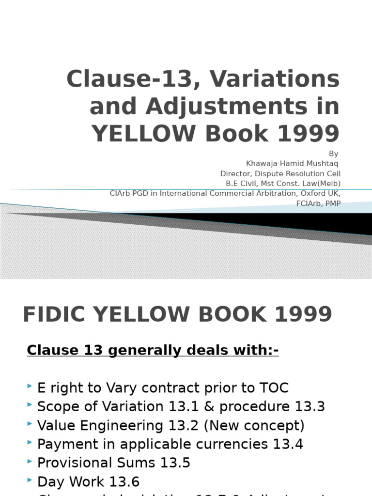 Presentation On Clause 13, Variations & Adjustments | PDF