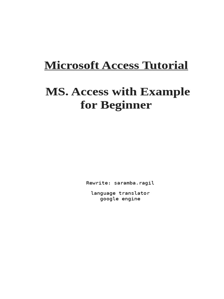 Tutorial Microsoft Access Pemula | PDF