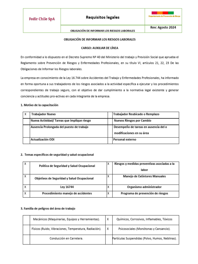 Obligación de Informar Riesgos Laborales | PDF | Seguridad y salud ...