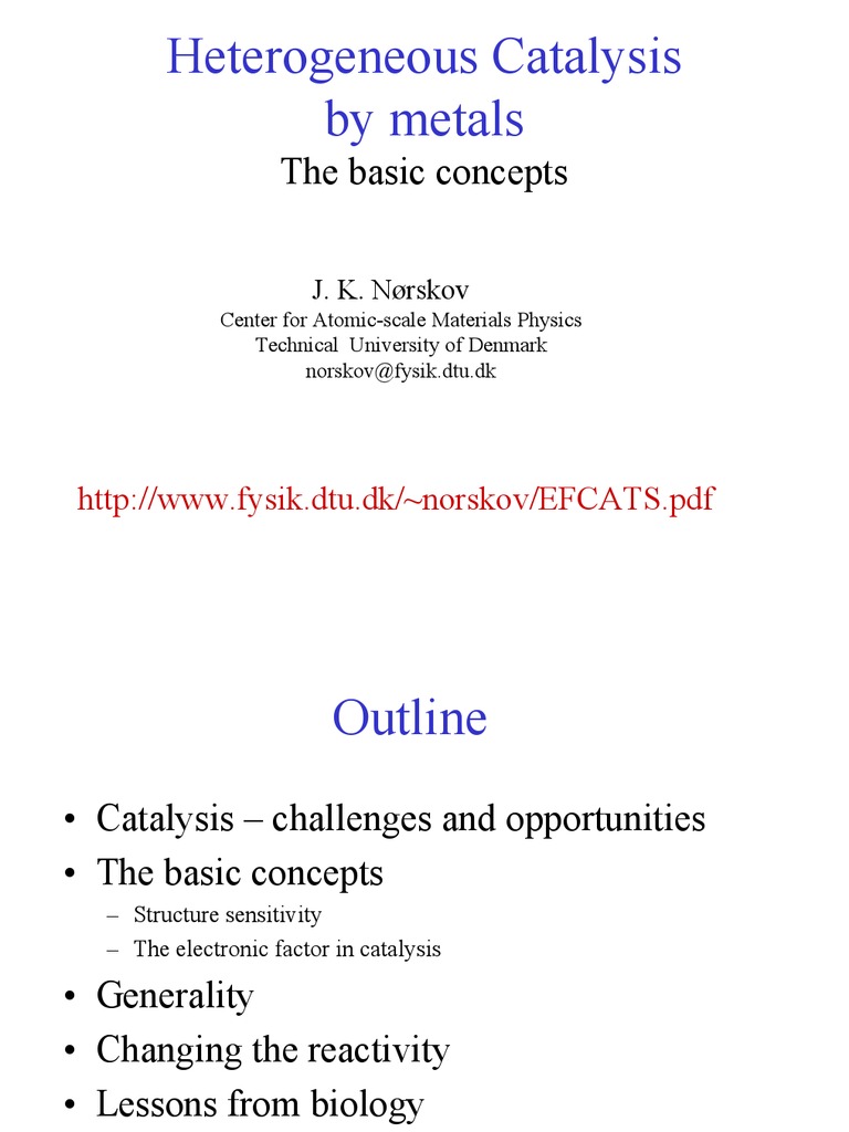 Heterogeneous Catalysis (Basic Concepts) - Jens Norskov | PDF ...