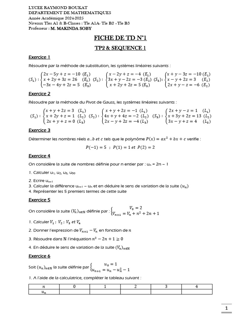 TD1 Tle 2024-2025 | PDF