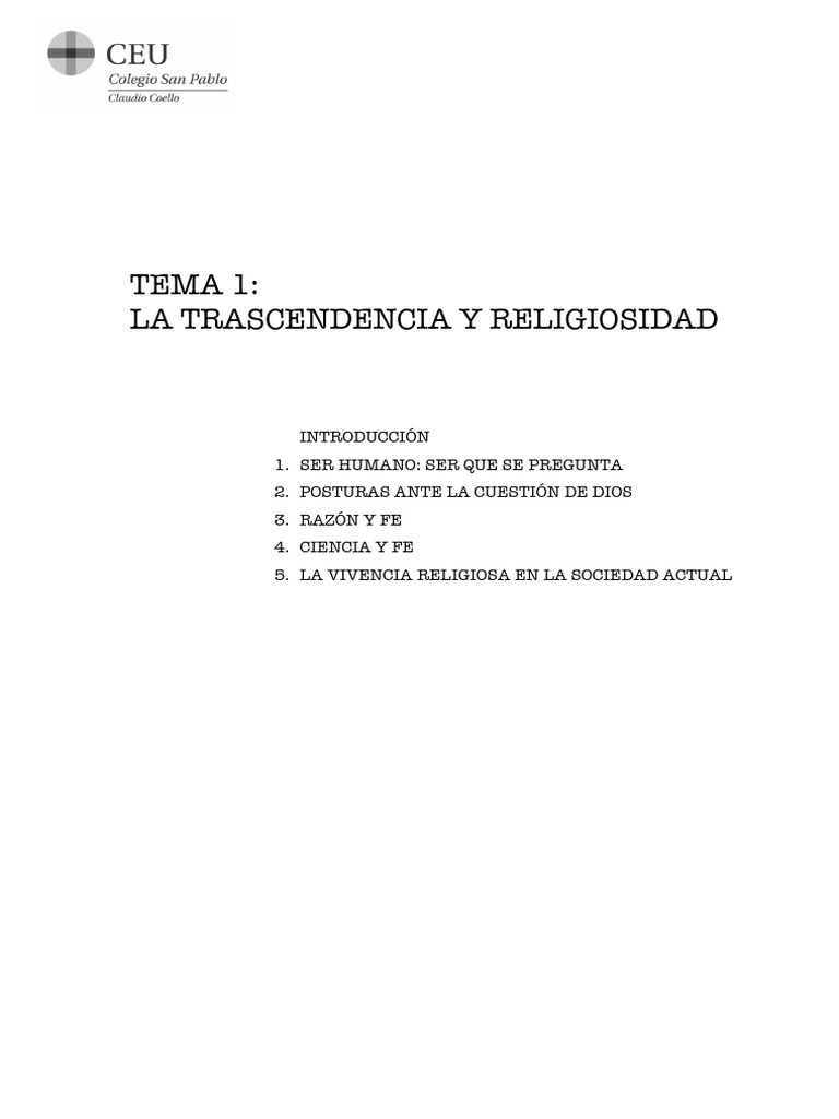 Tema 1 - Religión - 1bach | PDF
