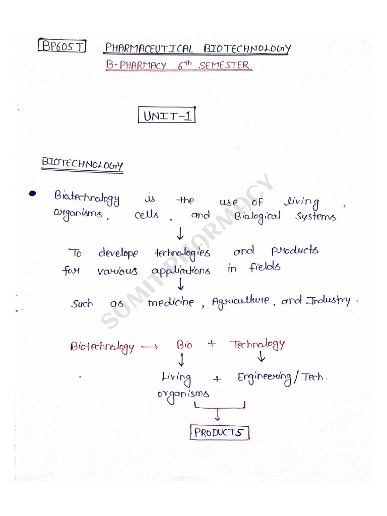 Unit 1 Biotechnology | PDF