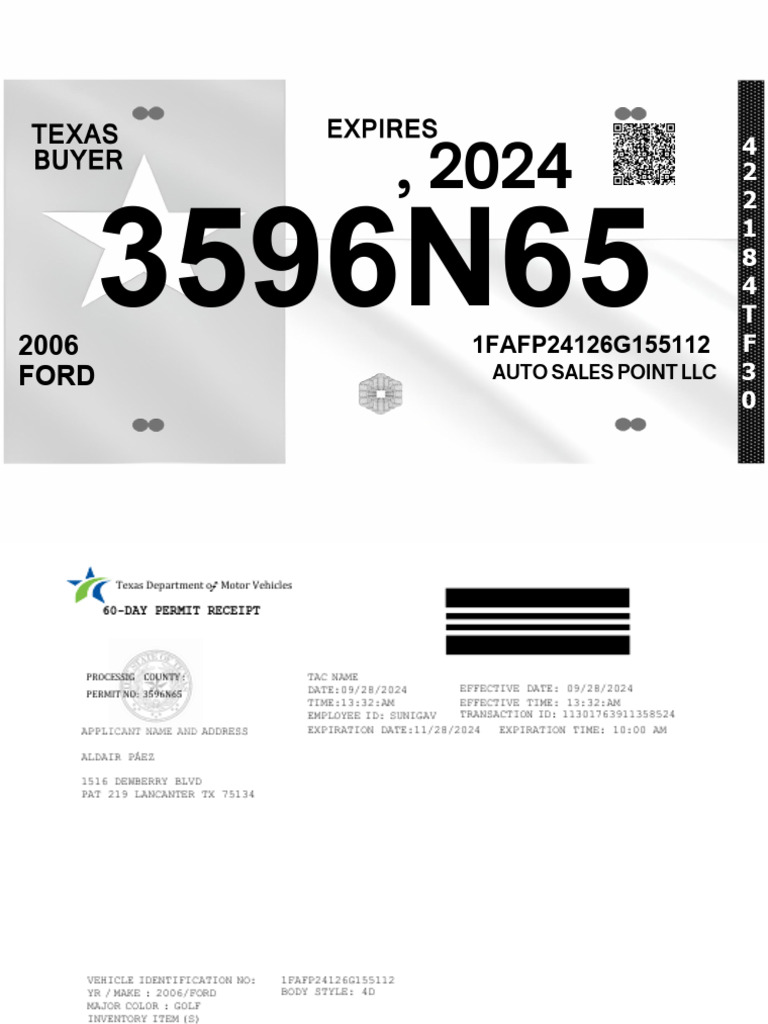 TX - Gov.dmv 2006 Ford | PDF