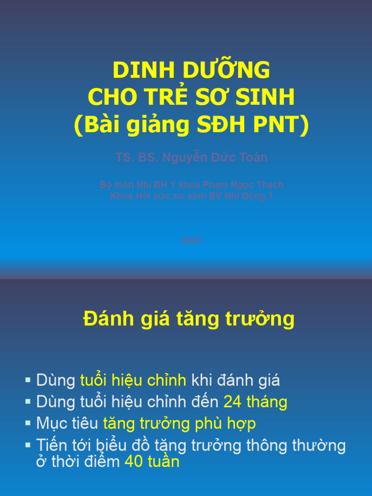 Handout Dinh Dư NG Sơ Sinh SĐH PNT - BS Toàn - 2023 | PDF