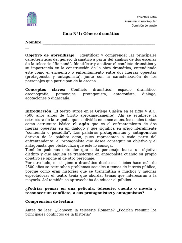 Guia1 Gen Dram | PDF