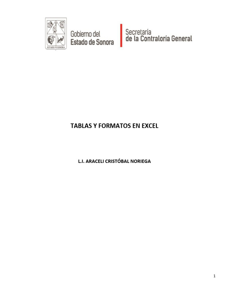 Tablas y formatos en Excel | PDF