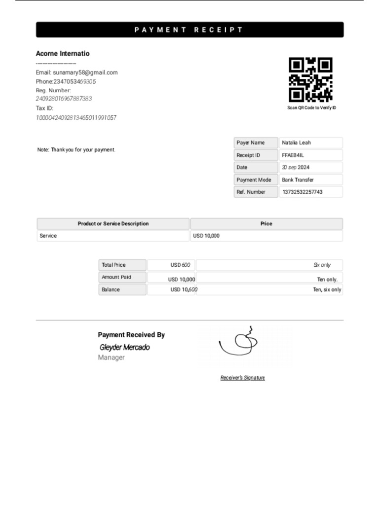 Payment Receipt | PDF