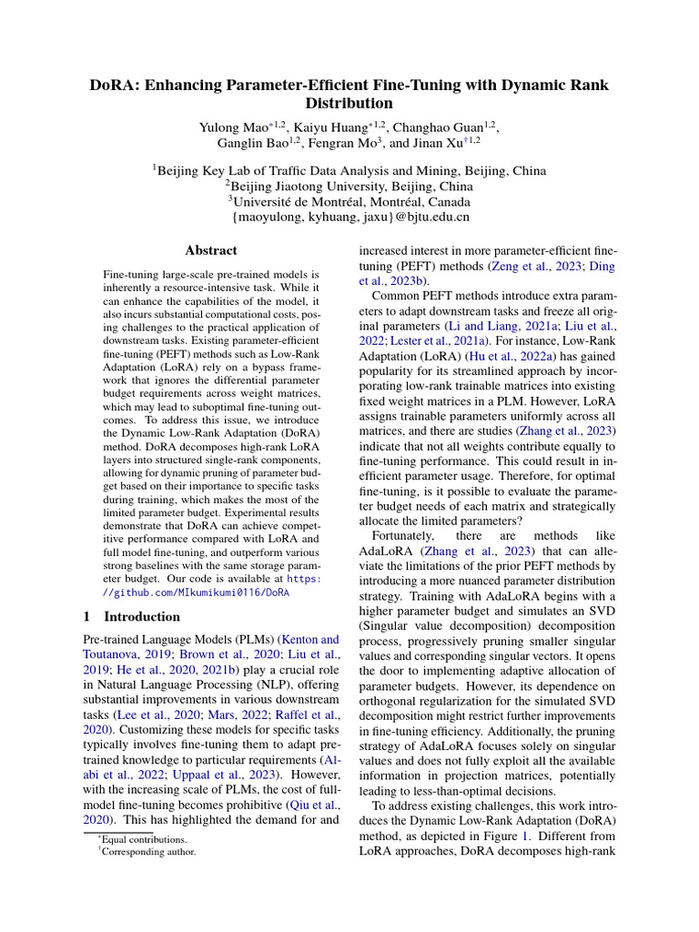 Dora - Dynamic Rank Distribution | PDF