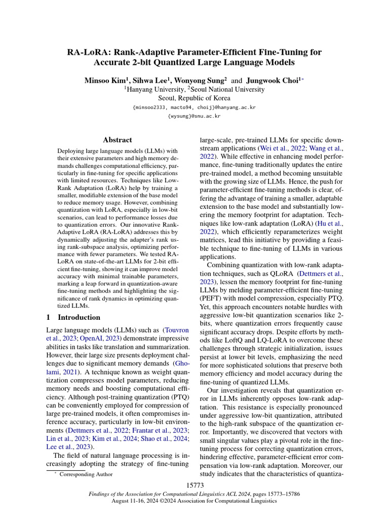 RA-LoRA - Rank-Adaptive 2-Bit Quantization | PDF