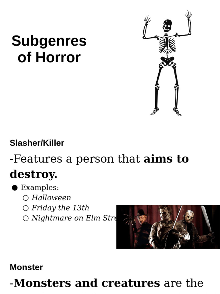 Subgenres of Horror Notes | PDF