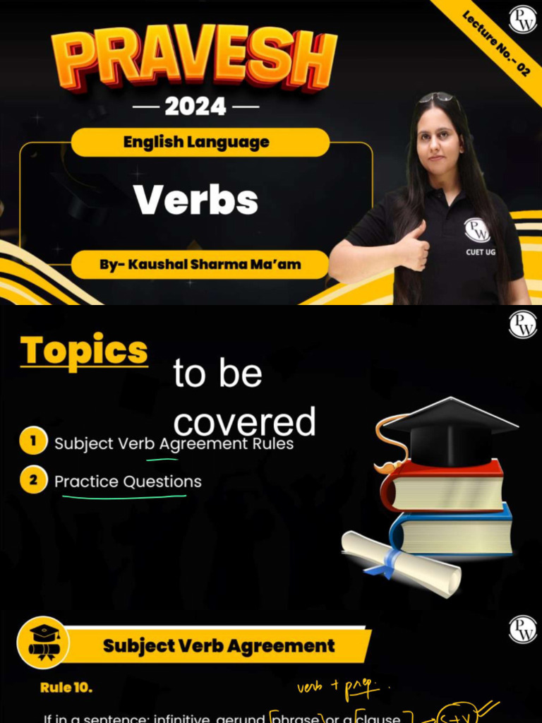 Verbs 02 - Class Notes - Pravesh Science 2024 | PDF