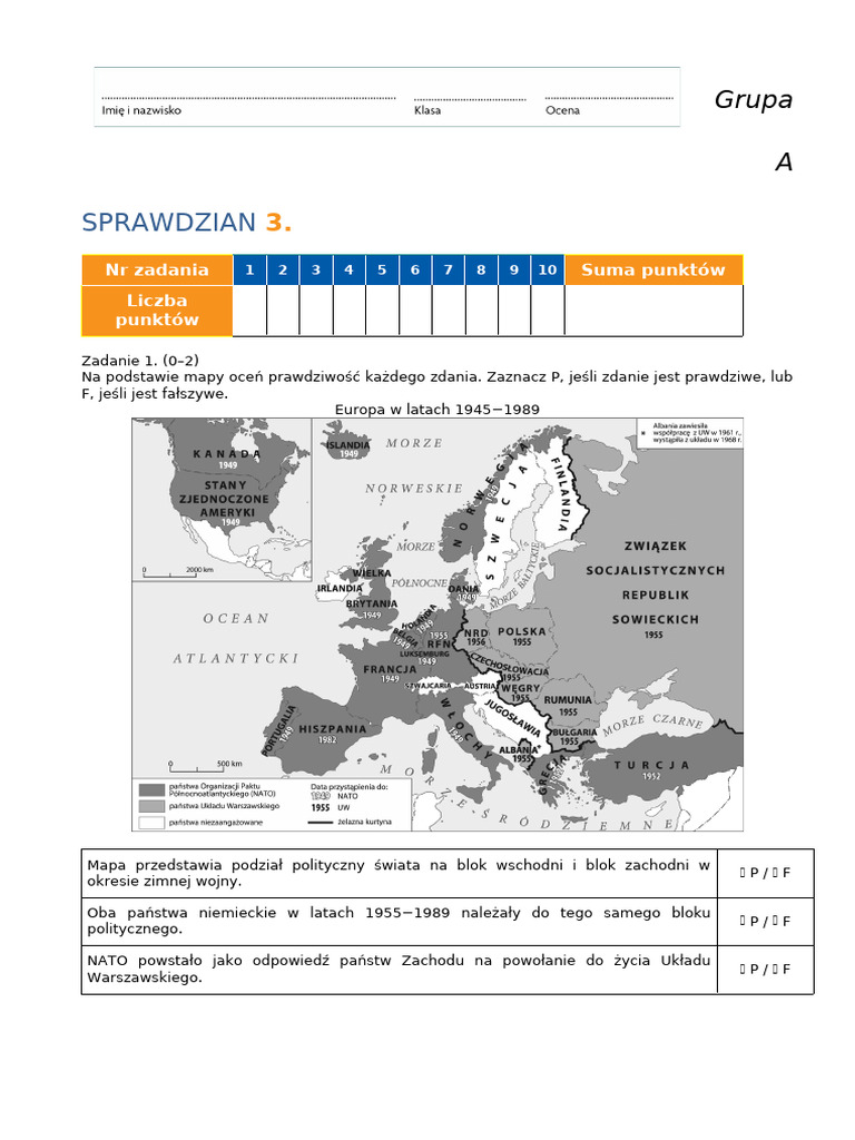 Hist SP 4 8 Historia KL 8 Sprawdzian 3 | PDF