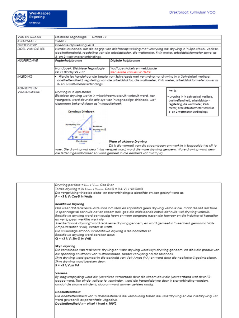 Elektriese Tegnologie Graad 12 K1 W7 2021 | PDF