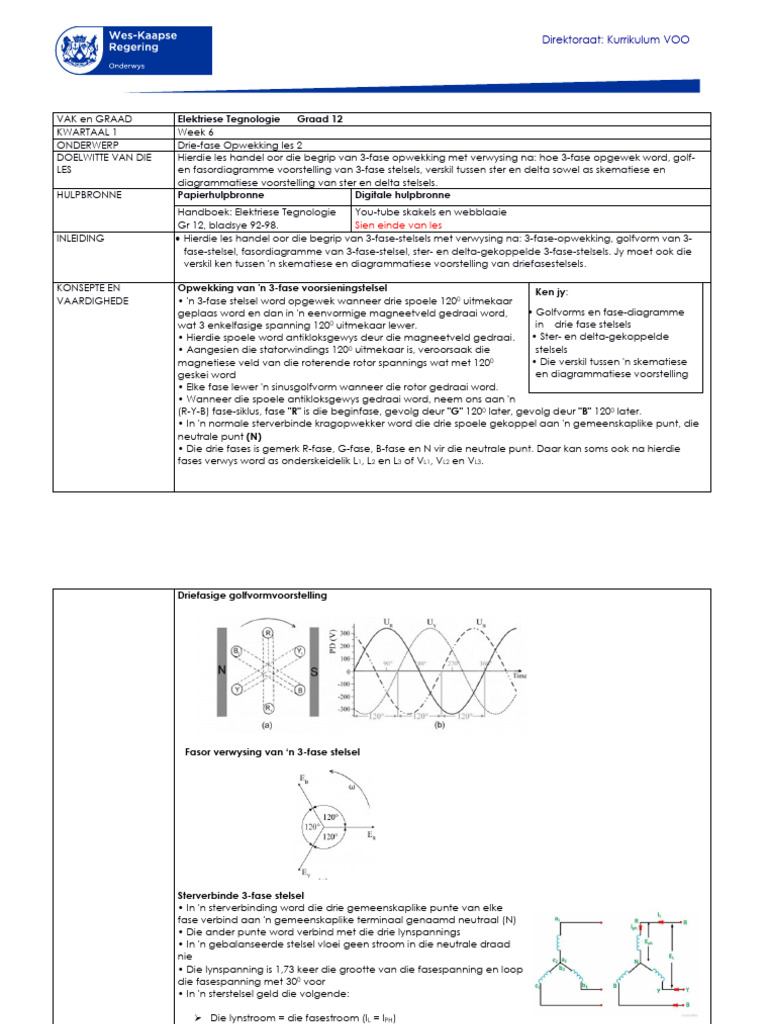 Elektriese Tegnologie Graad 12 K1 W6 - 2021 | PDF