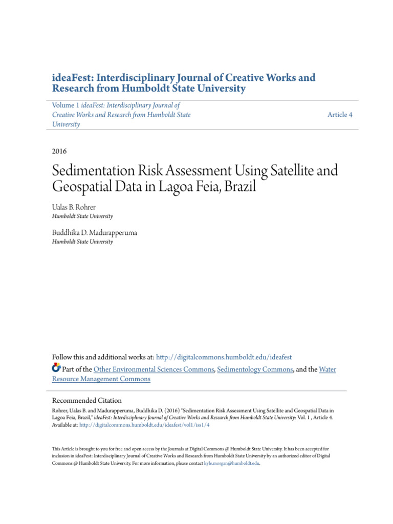 Sedimentation Risk Assessment Using Satellite and Geospatial Data in ...